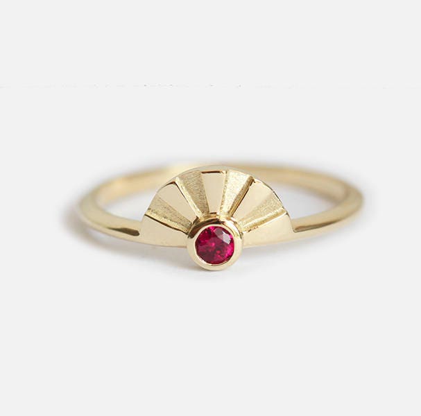 Natural Ruby Ring Yellow Gold Ruby Engagement Ring Red | Etsy