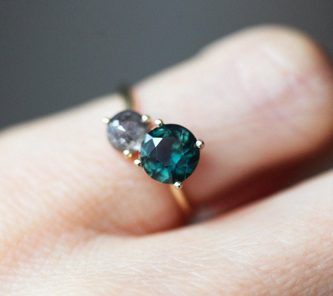 Planet Conjunction Ring Twin Ring Unique Sapphire Ring | Etsy