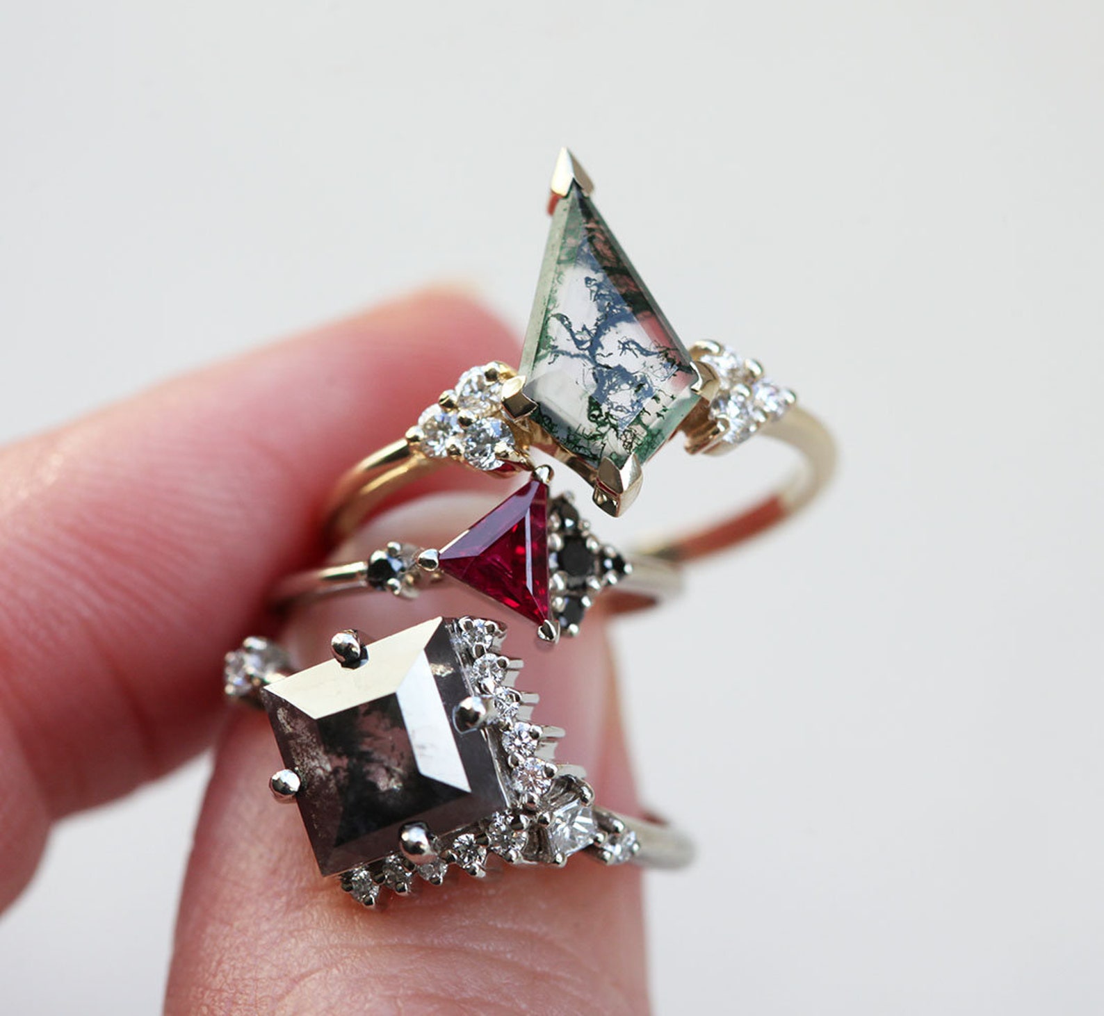 Triangle Ruby Ring Ruby Engagement Ring Genuine Natural Ruby | Etsy