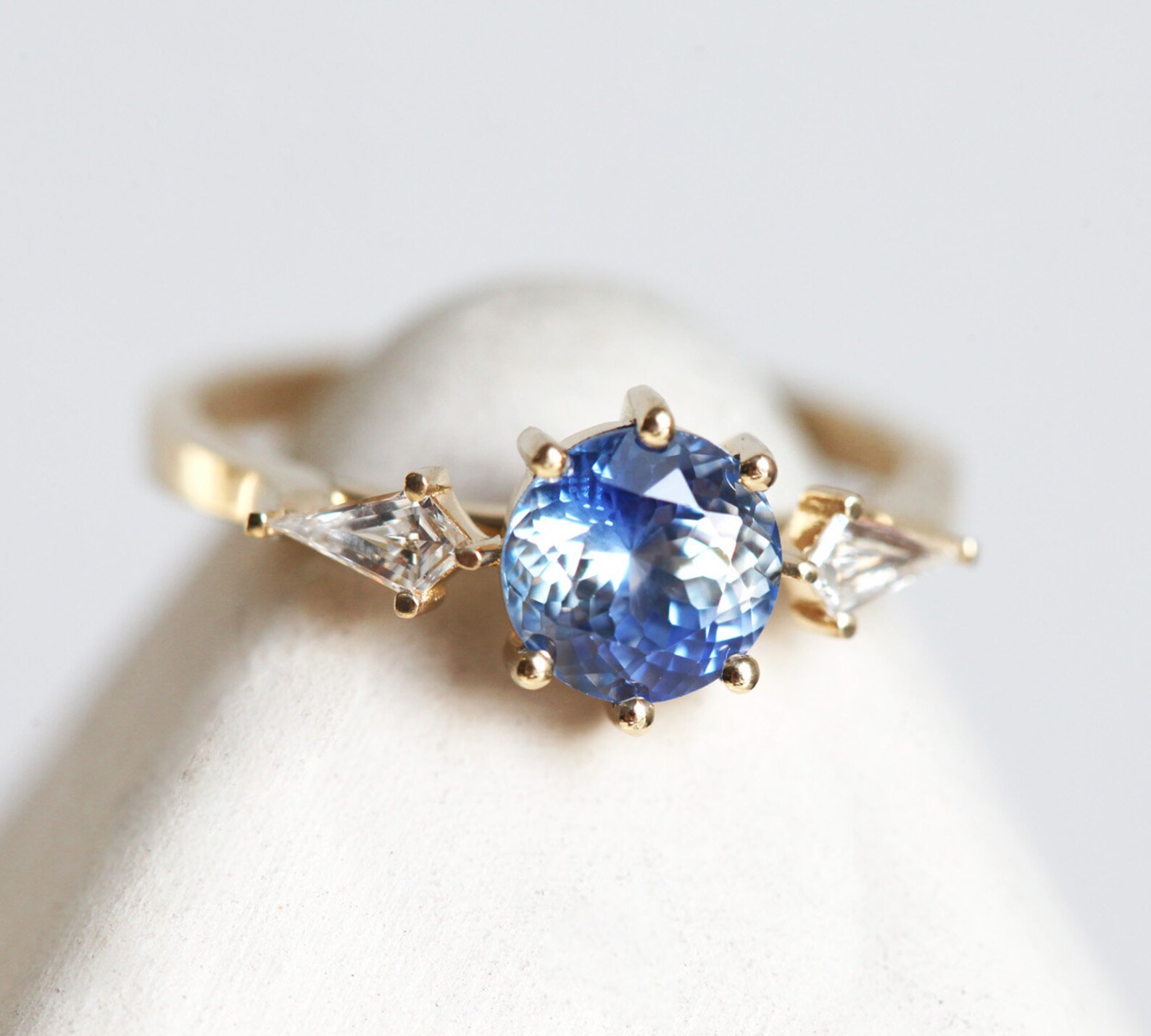 Unique Blue Sapphire Engagement Ring Round Blue Sapphire Ring | Etsy