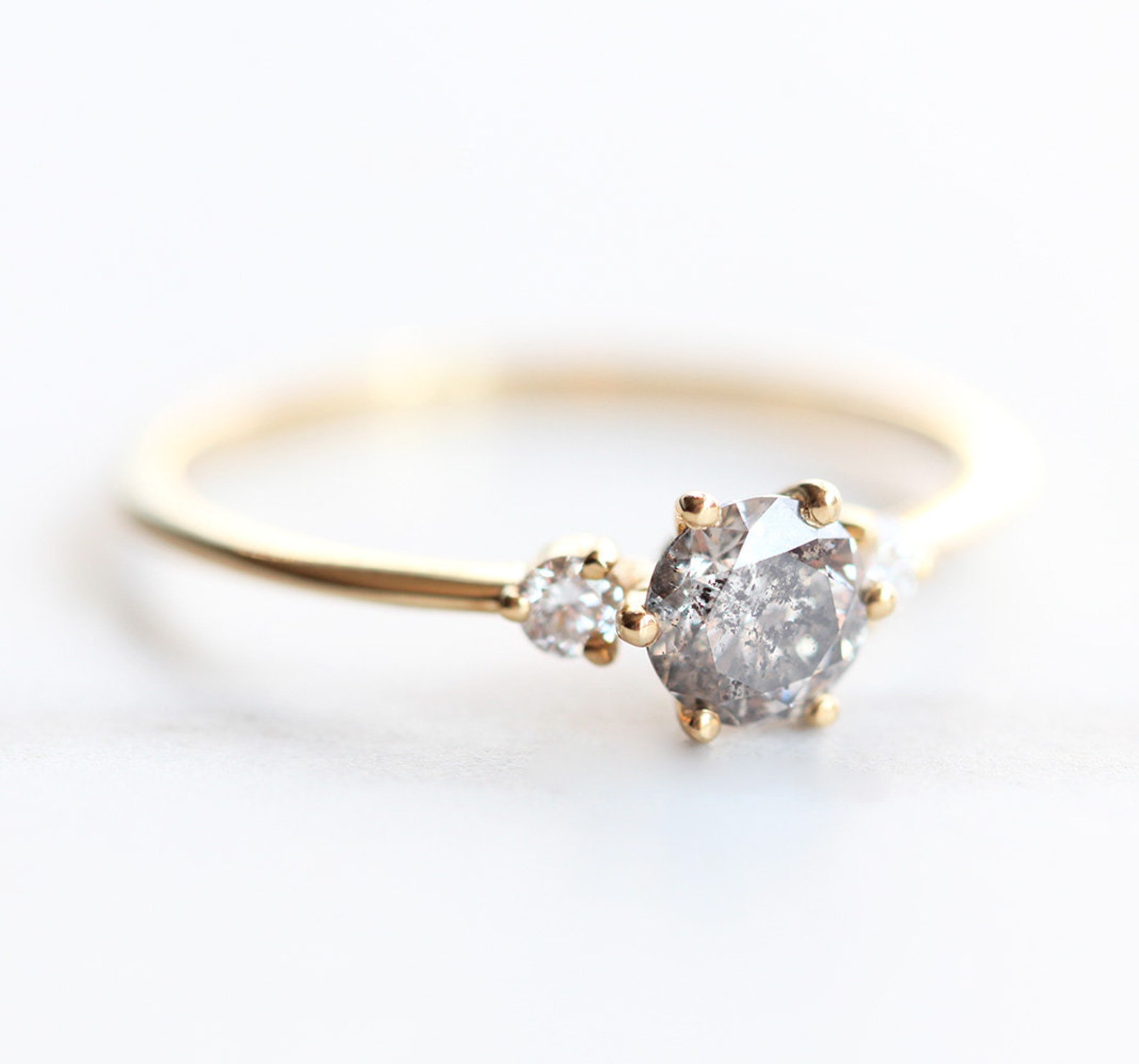 Salt Pepper Diamond Ring Grey Engagement Ring Galaxy Diamond - Etsy