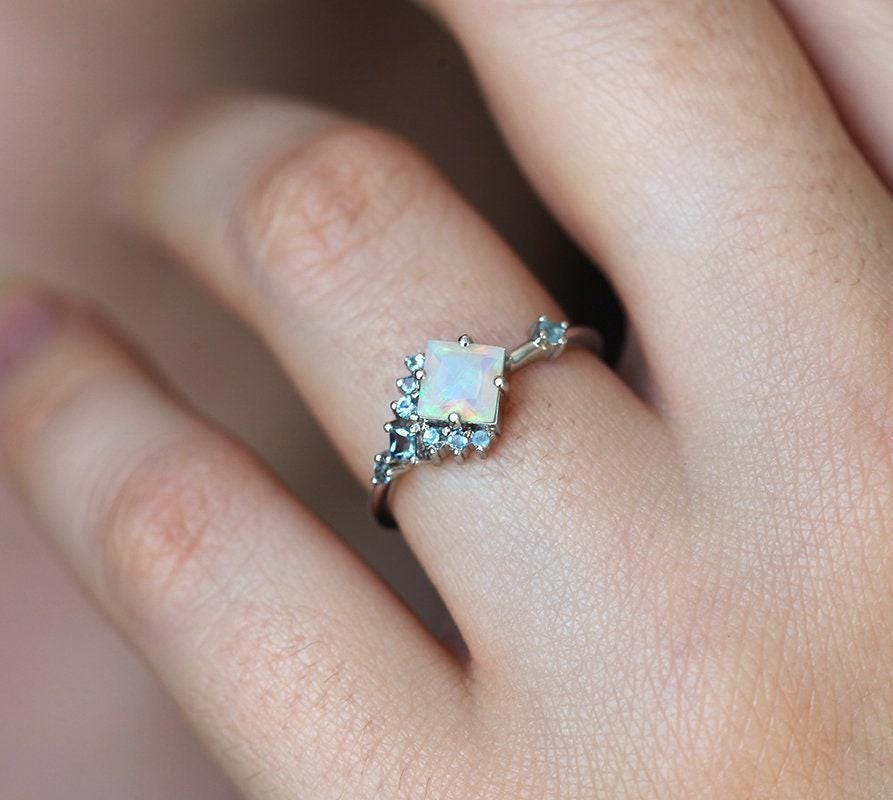 Princess cut opal ring store