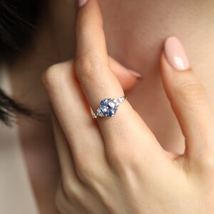 Oval Baby Blue Sapphire Ring Diamond Sapphire Engagement Ring 14k 18k ...