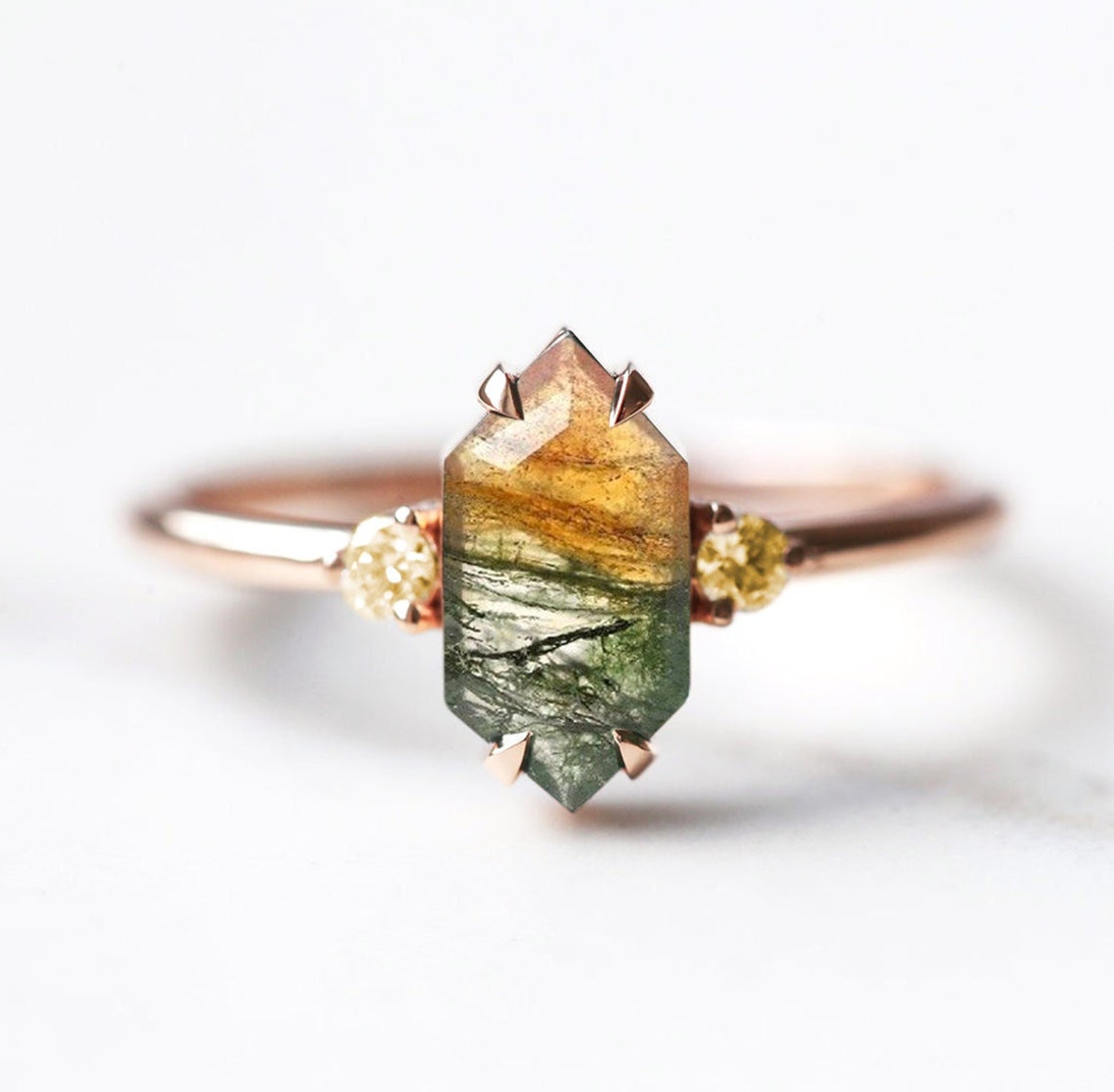 Custom Moss Agate Ring Moss Engagement Ring Design Your Own | Etsy