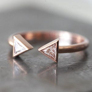 Open Triangle Diamond Band, Unique Modern Pointed Diamond Ring With ...