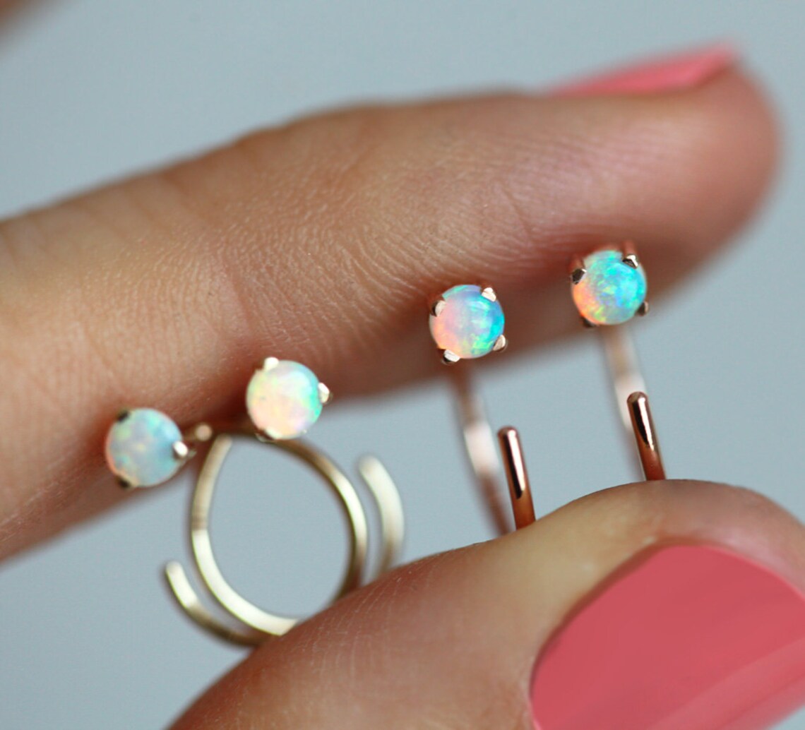 Opal Ear Pin Opal Ear Jacket Austalian Opal Earrings | Etsy