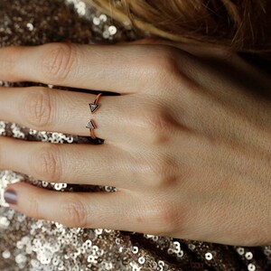 Open Triangle Diamond Band, Unique Modern Pointed Diamond Ring With ...