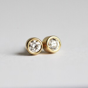 Simple Diamond Earrings, Gold Diamond Stud Earrings, 14k Solid Gold ...