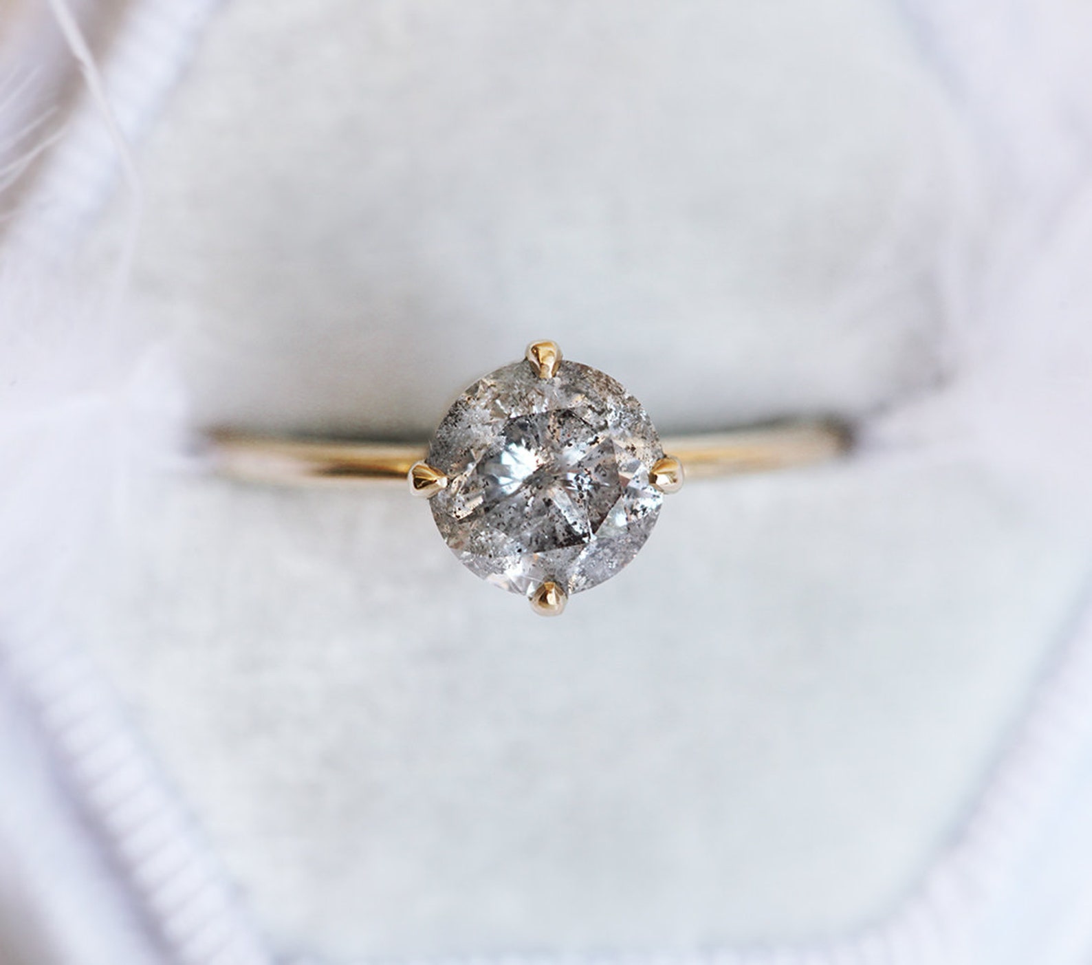 Celestial Diamond Ring Set Salt Pepper Diamond Engagement - Etsy