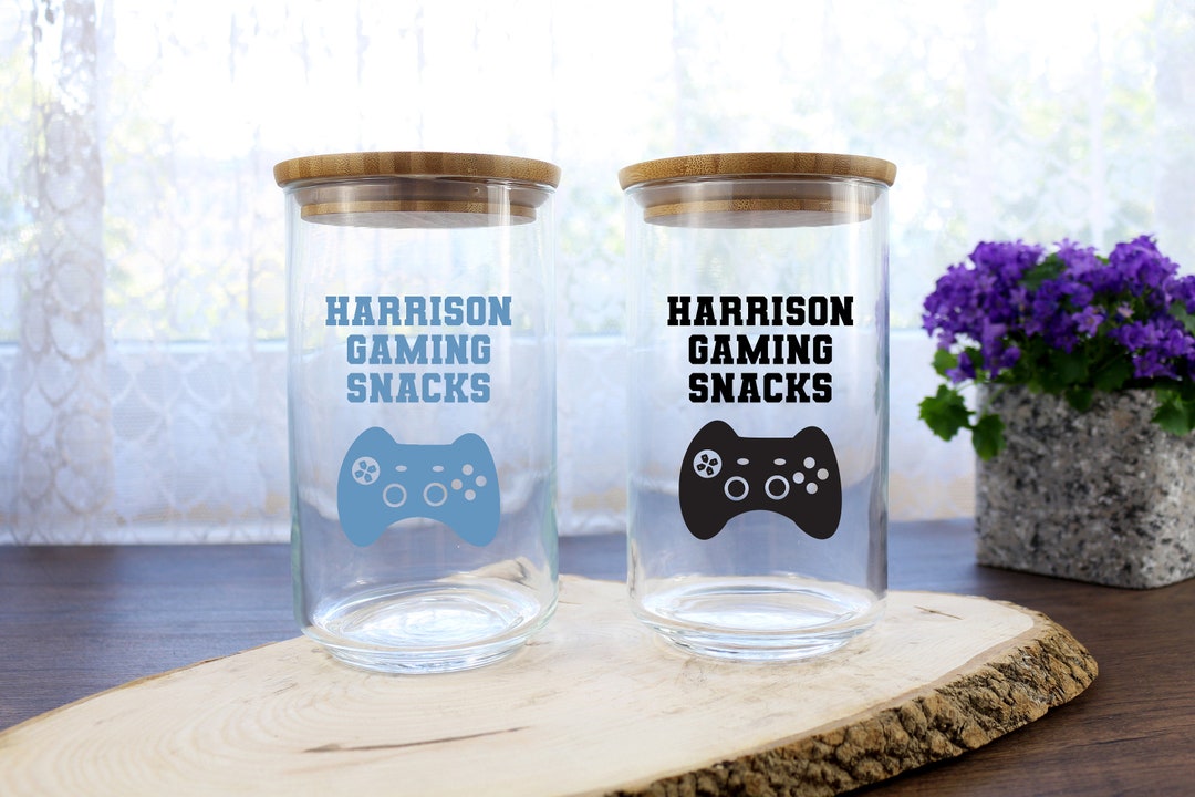 Gaming Snack Jar , Personalised Jar , Treat Jar , Wooden Lid Jar , Gift ...