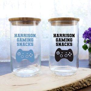 Gaming Snack Jar , Personalised Jar , Treat Jar , Wooden Lid Jar , Gift ...