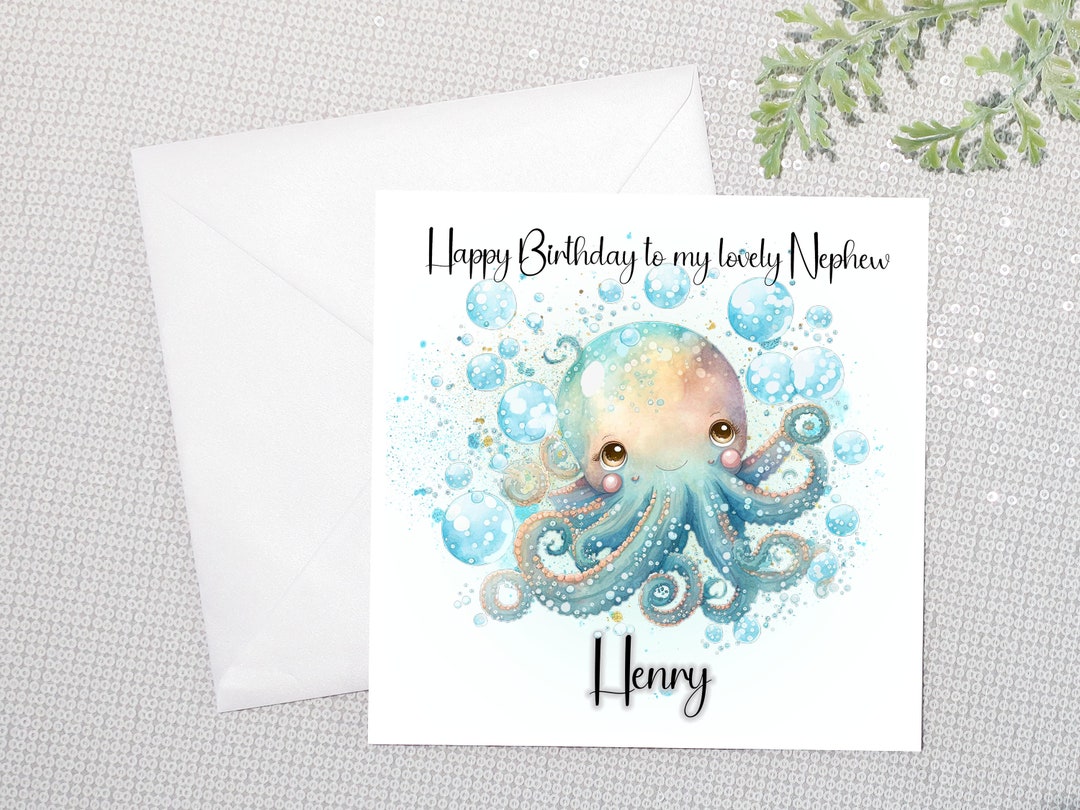 Octopus Birthday Card- Personalised - for Son - Daughter - Niece ...