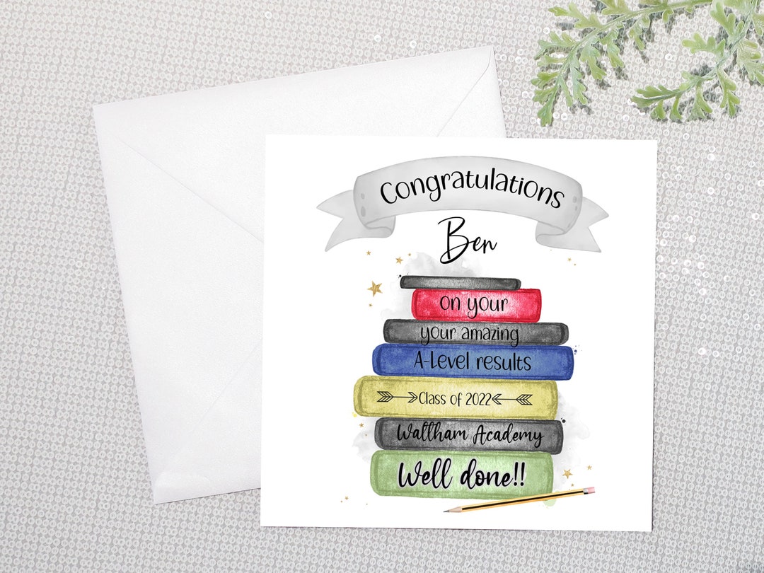 Personalised Congratulations on Your A-level Results Card. Well Done on ...