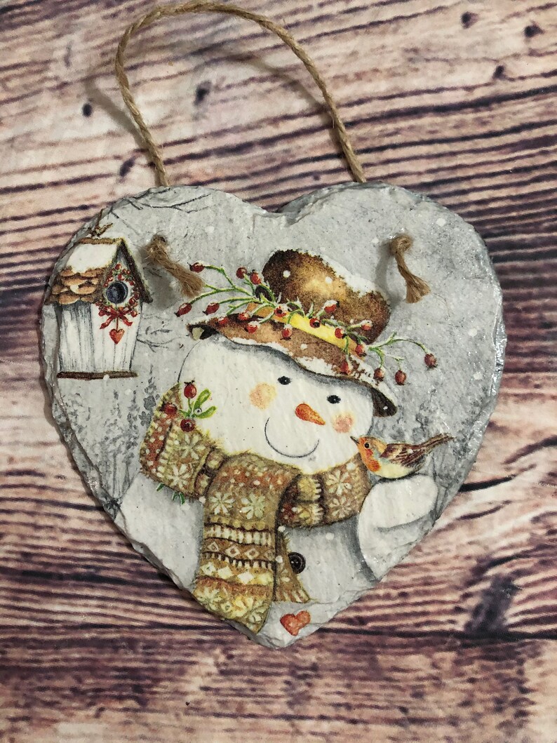 Robin Slate Heart Plaque Robin and Berries Wall Hanging | Etsy