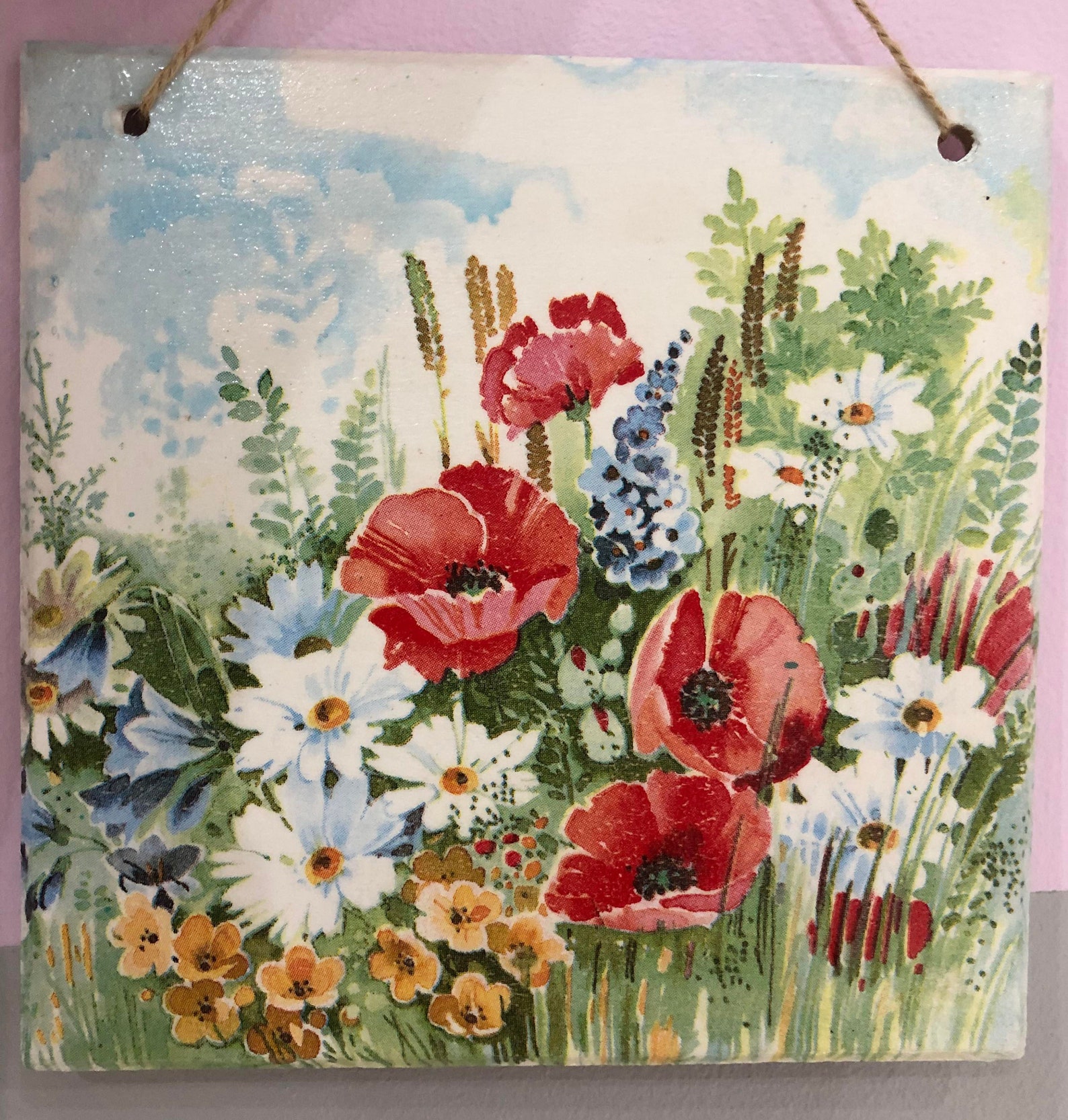 Wild Flowers and Poppy Field Plaque, Wild Flowers and Poppy Field ...