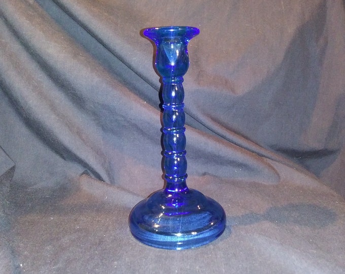 Cambridge Glass Blue Aurora Uranium Candlestick Holder. Beautiful ...