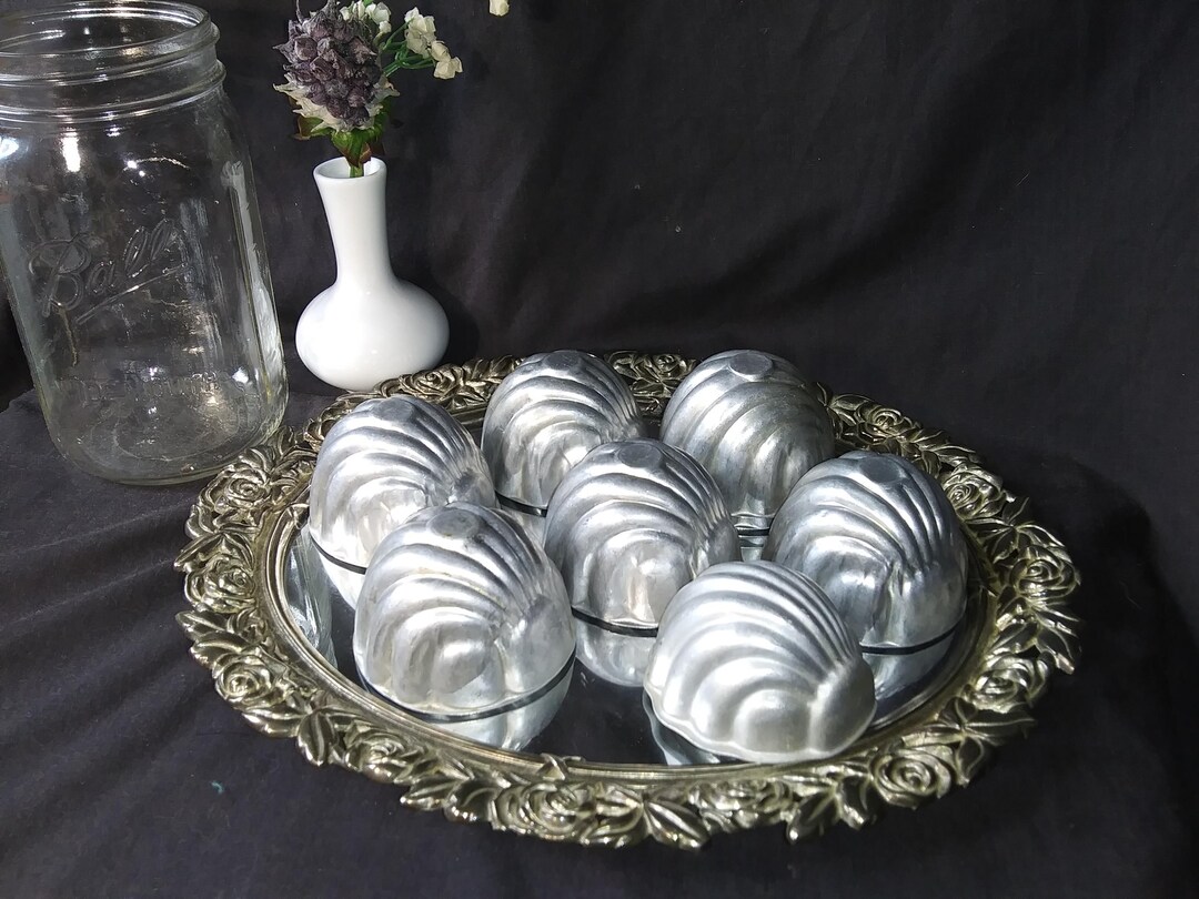 Set of 8 Vintage Aluminum Molds for Baking or Gelatin. Cup Shaped ...