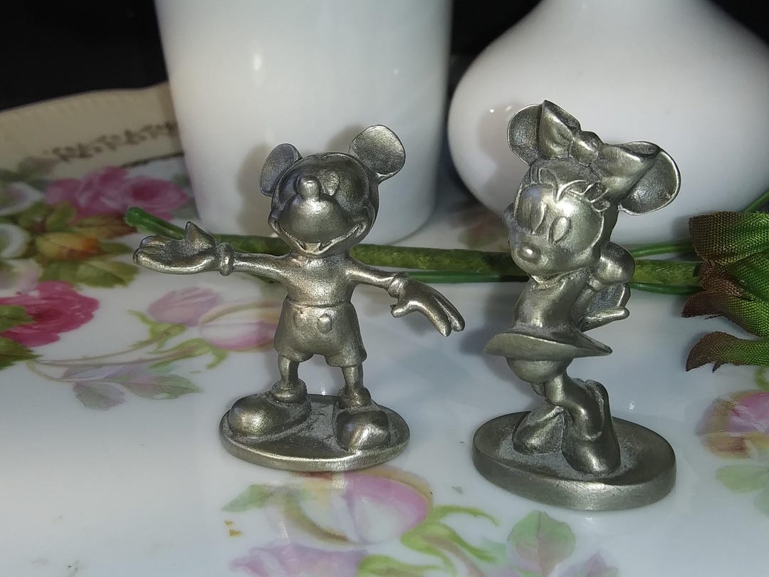 2 Hudson Pewter Mini Figurines of Mickey and Minnie Mouse by Walt ...
