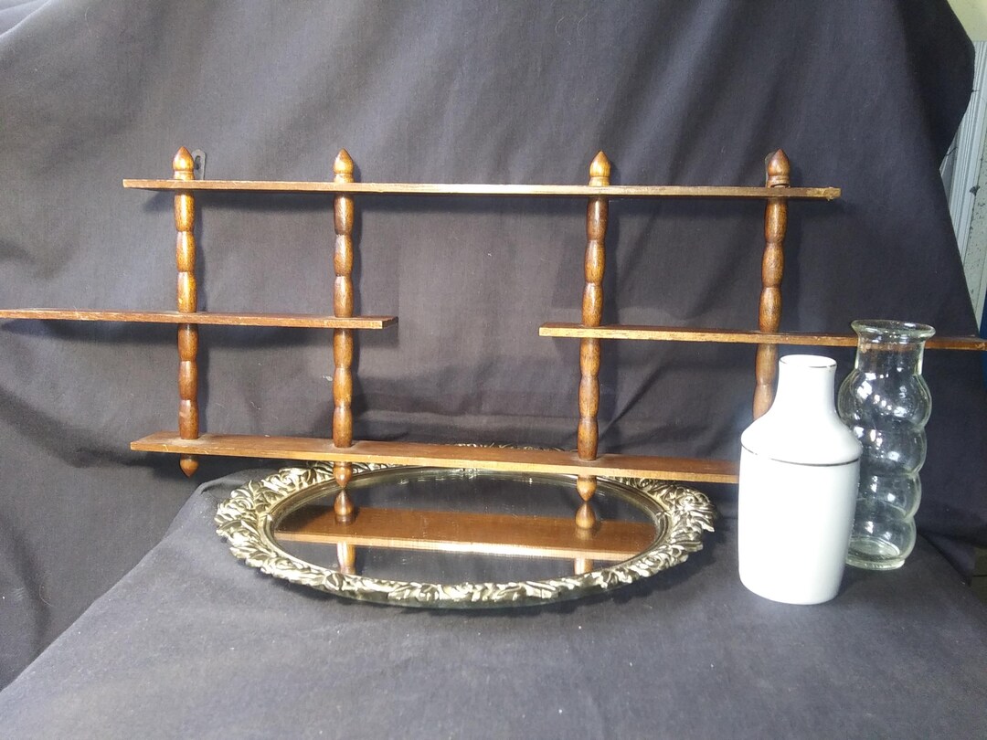 1950's MCM Wooden 3 Tier Spindle Shelf for Trinket Display. Free ...