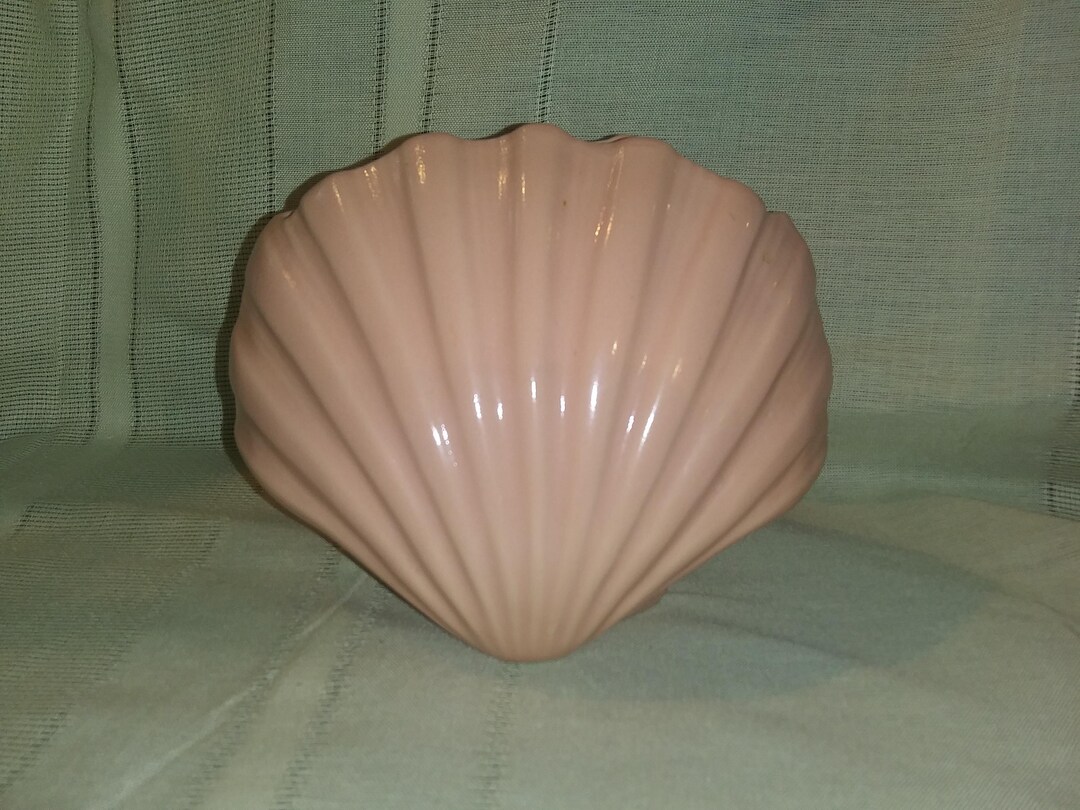Pink Ceramic Clam Shell Shaped Fan Vase/planter. Pretty Vintage Decor ...
