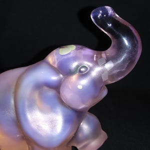 Fenton Pink Satin Glass Hand Painted Elephant Figurine. Collectible ...