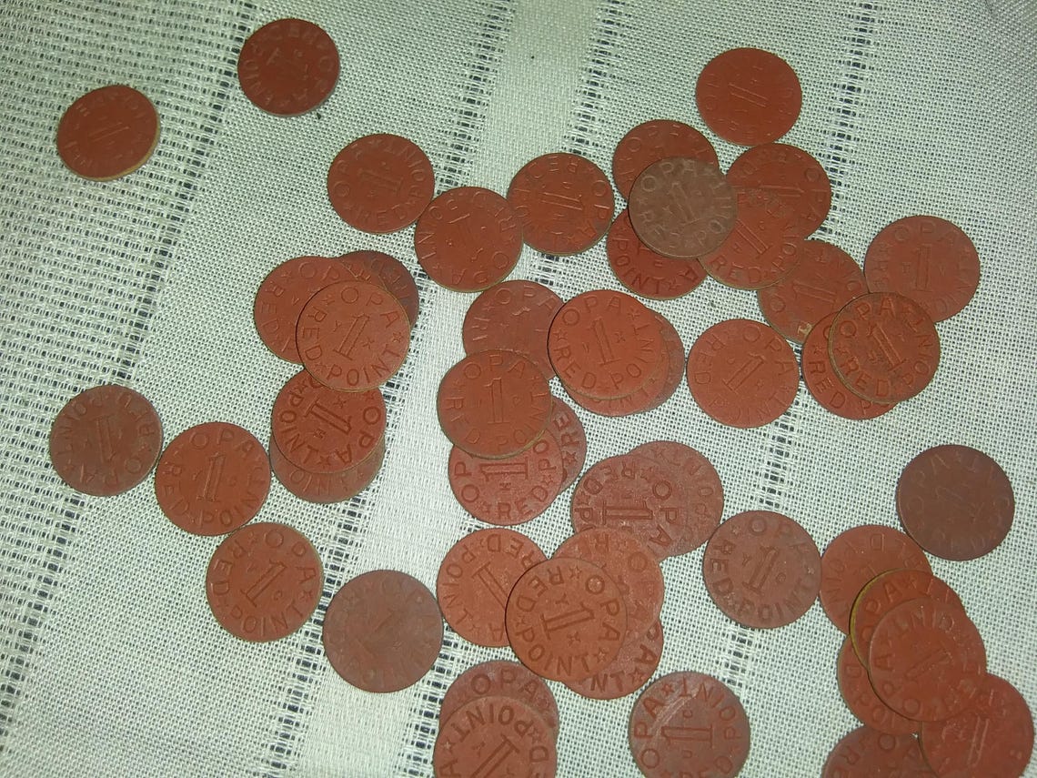 Lot of 50 World War II Red Food Tokens. WW2. Free Shipping - Etsy