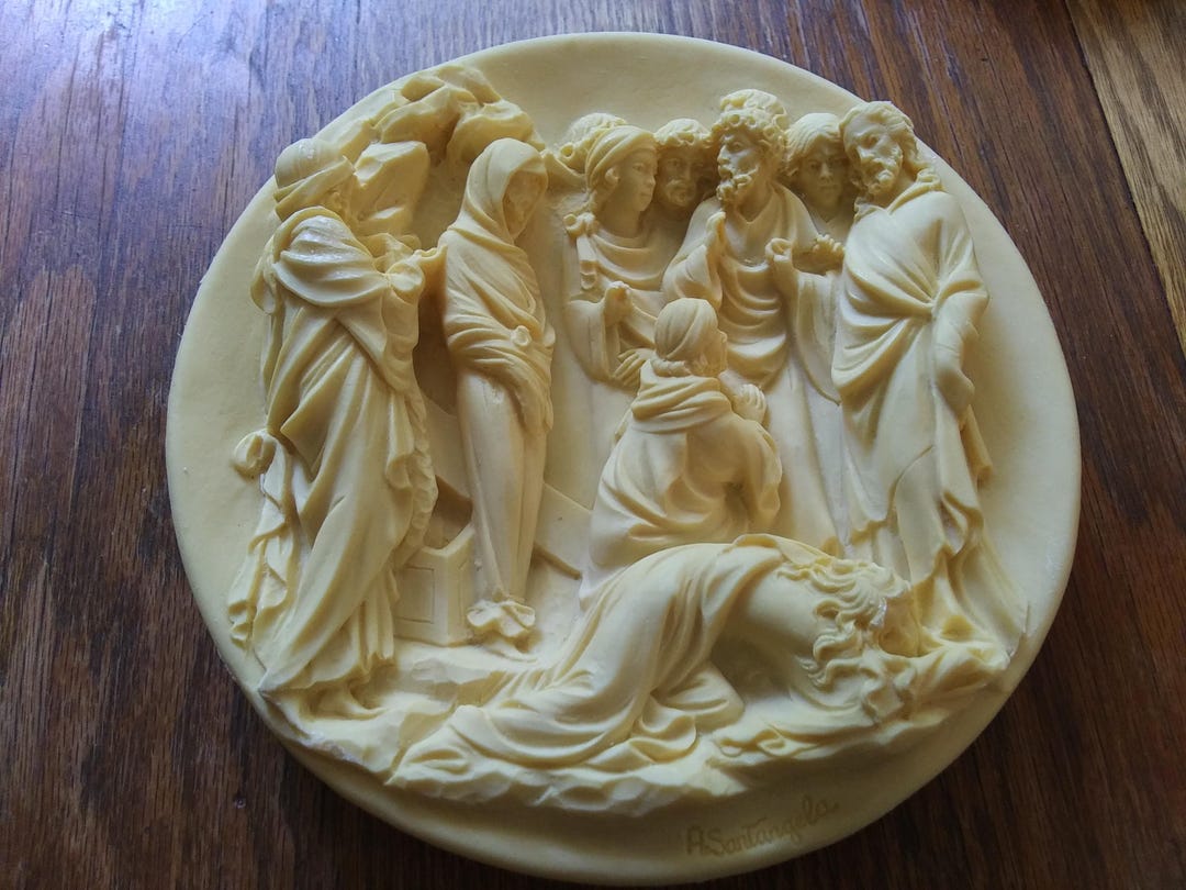 Italian Alabaster 3D Religious Scene Collectible Display Plate. 1980's ...