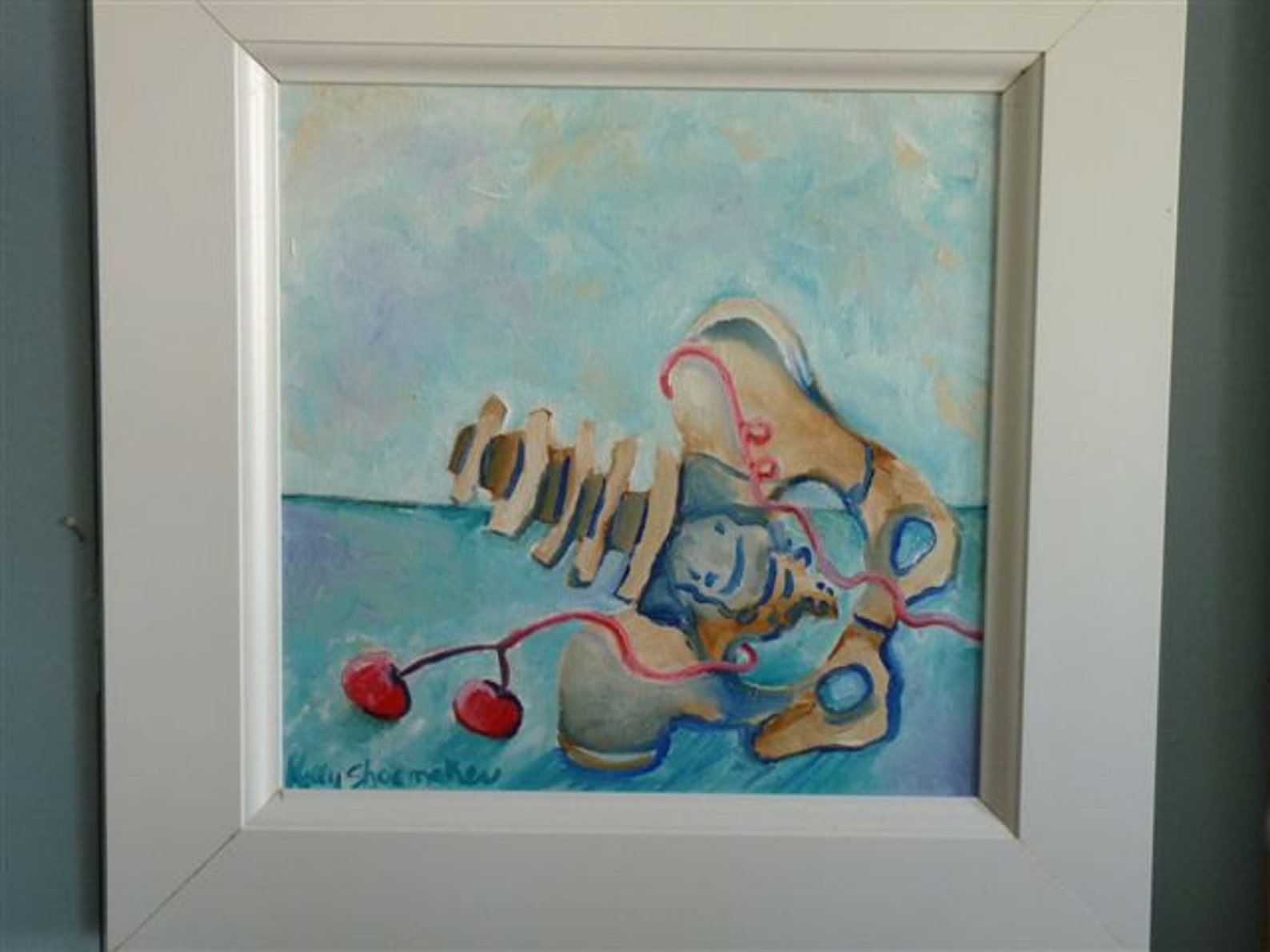 Original Art, Oil Painting, Small, Framed, Skeleton, Bones, Surrealism ...