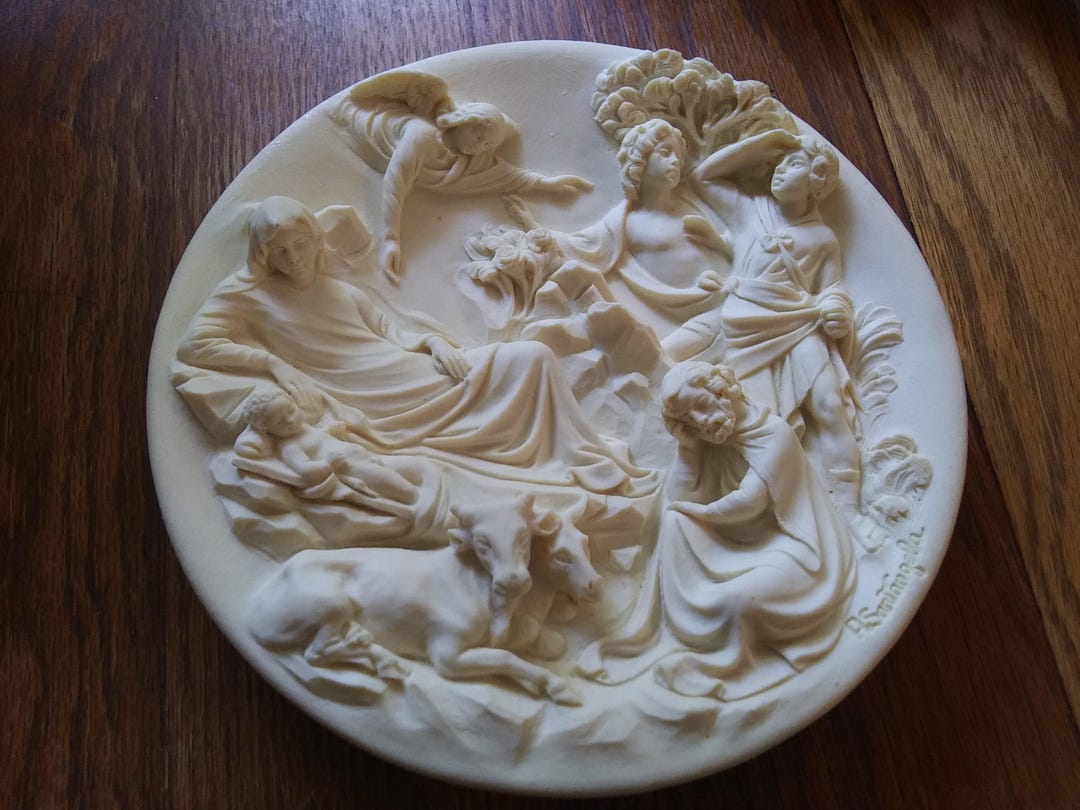 Italian Alabaster 3D Religious Scene Collectible Display Plate. 1980's ...
