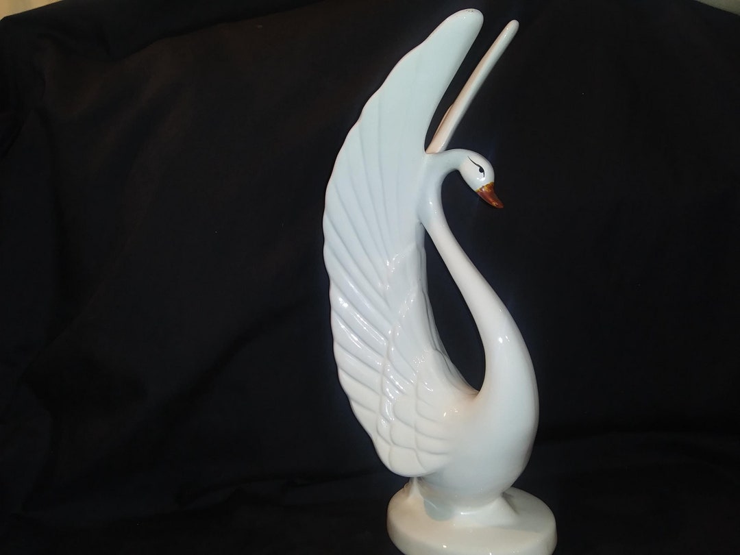 Tall, 12 Inch MCM Porcelain Swan Figurine. Great Vintage Bird Decor ...