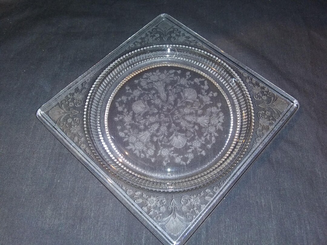 Vintage Etched Duncan & Miller First Love Terrace, Square Shaped Plate ...