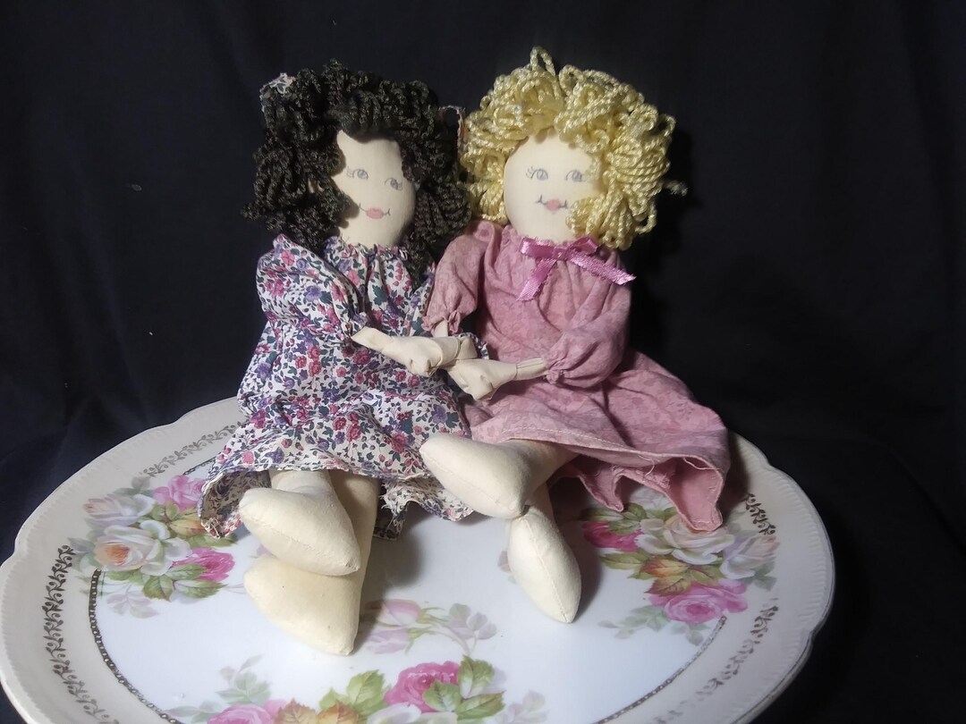 Pair of 2 Soft Body Rag Doll Girls, Sisters or Best Friends Gift. Arms ...
