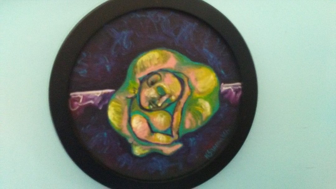 Original Oil Painting. Surreal Figure. Round, Circular, Modern Art ...