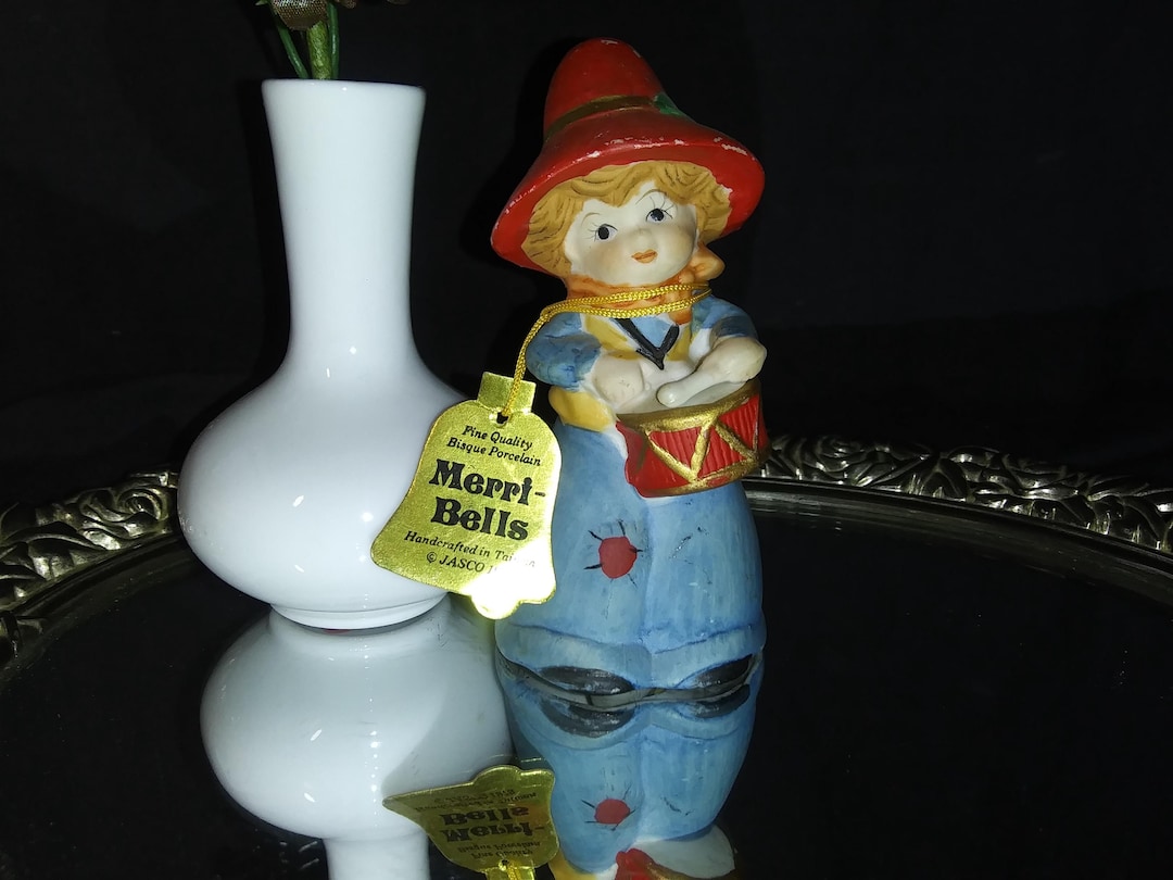 Vintage Porcelain Figurine Bell, 1978 Jasco Merri-bells, Drummer Girl ...