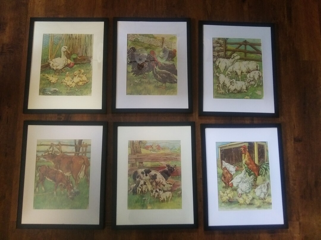 Clara M Burd, Set of 6 1930s Children's Puzzles Framed and Matted ...