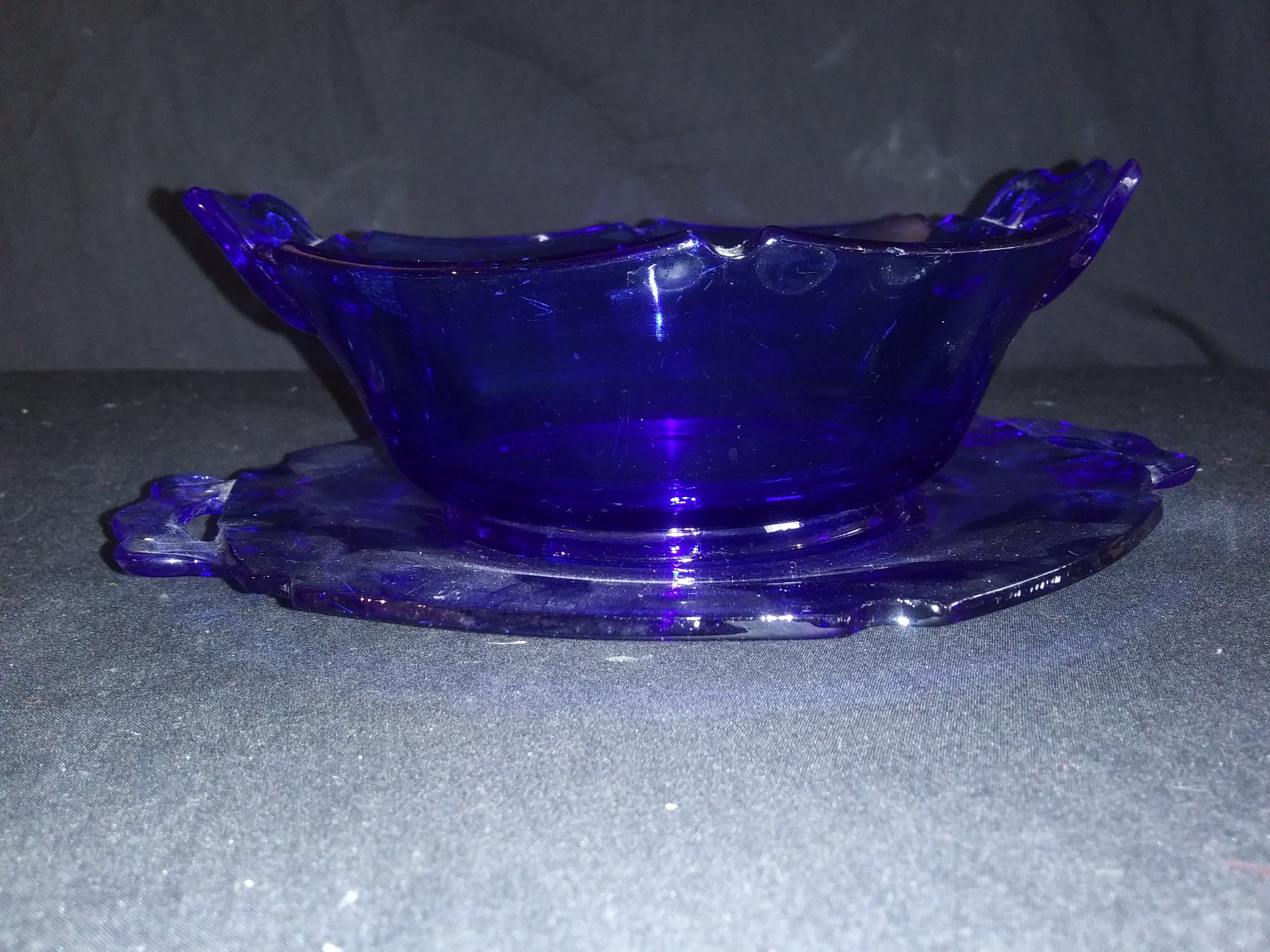 LE Smith Cobalt Blue Depression Glass MT Pleasant Bowl and Plate Set ...