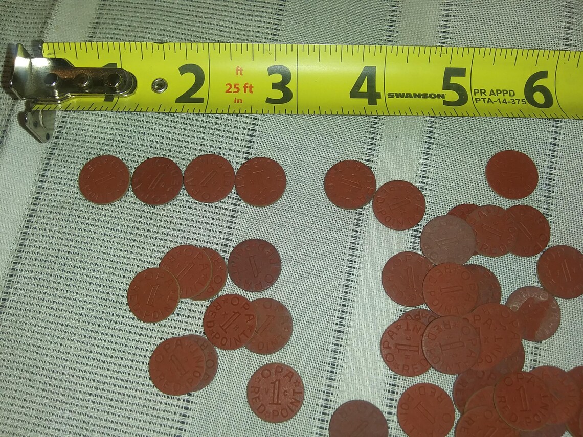 Lot of 50 World War II Red Food Tokens. WW2. Free Shipping - Etsy