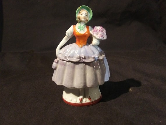 Small trinket jar, shaped like a lady, made in German… - Gem