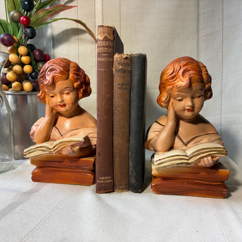 Vintage Chalkware Bookends - Etsy
