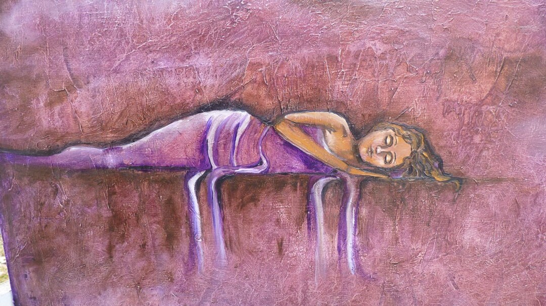Original Painting, Abstract Art, Surrealism, Sleep, Slumber, Woman ...