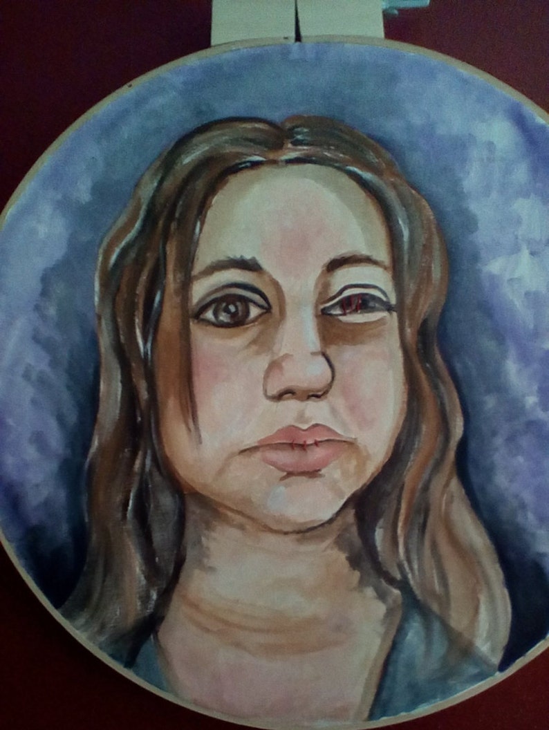 Original Oil Painting on Fabric, in Quilt Ring With Stitching Detail ...