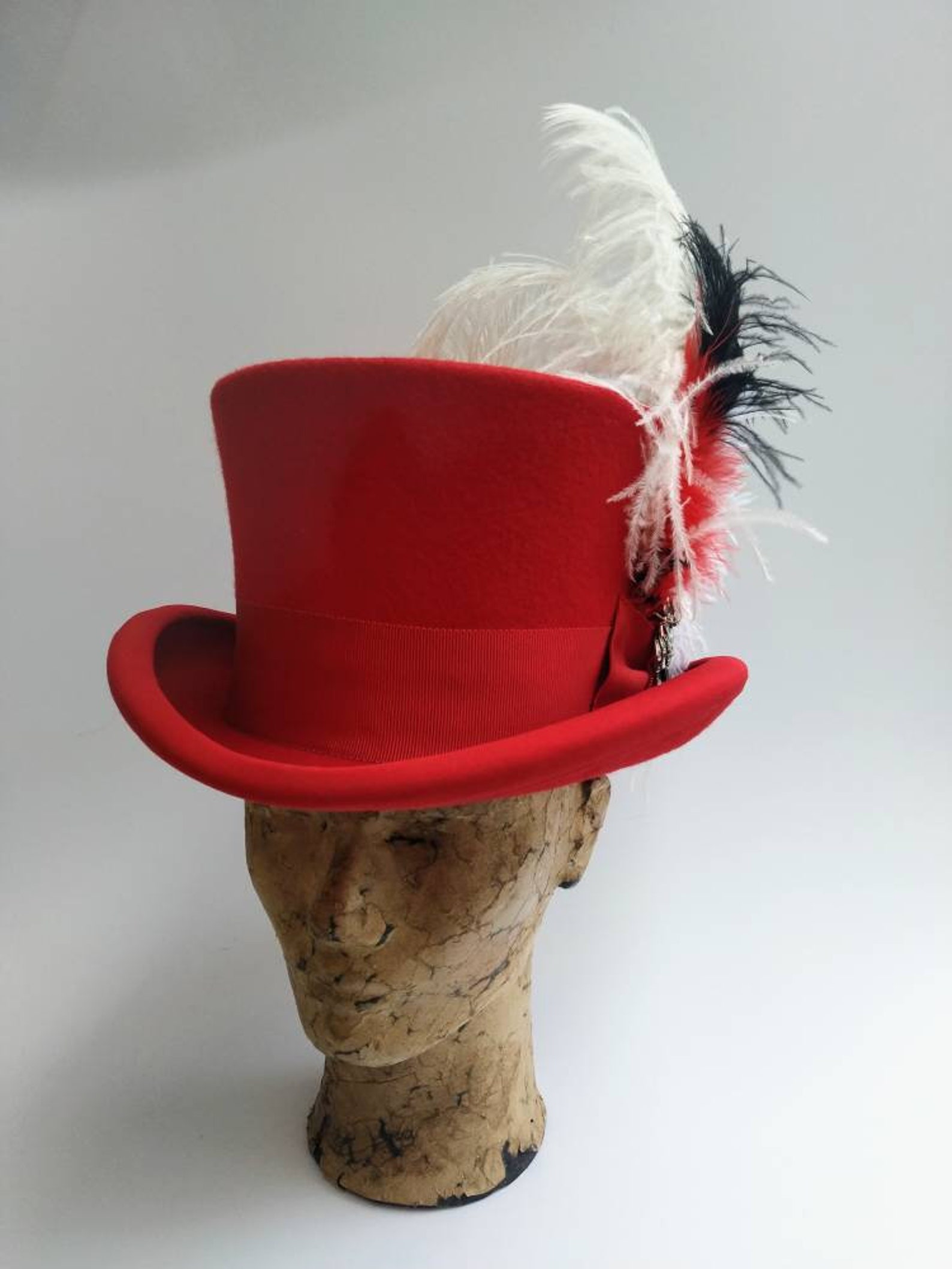 Red top hat Felt top hat Victorian top hat Wool top hat | Etsy