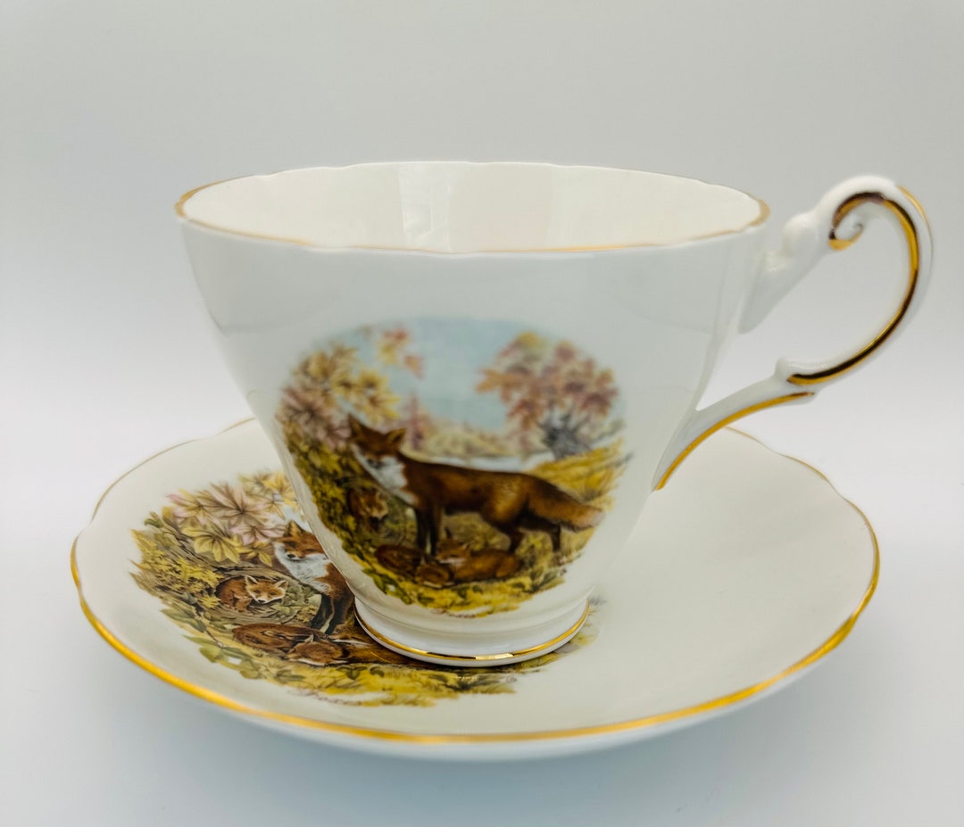 Vintage Regency English Bone China Fox Mother and Cubs Teacup and ...