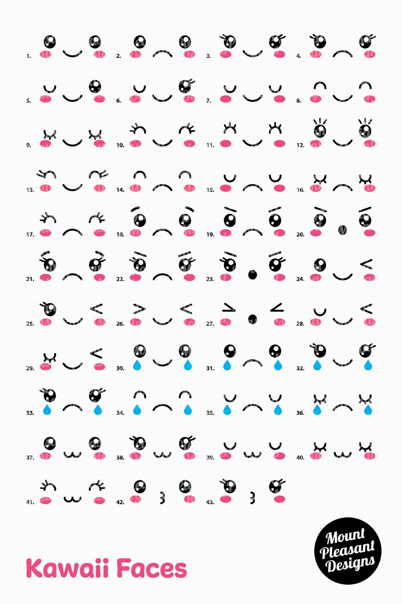 Kawaii Faces Clipart, Cute Cartoon Faces Clip Art, PNG & EPS Files ...