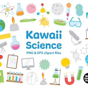 Kawaii Science Clipart, Cute Cartoon Science Clip Art, PNG & EPS Files ...