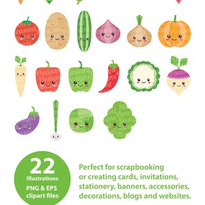 Kawaii Vegetables Clipart, Cute Cartoon Vegetables Clip Art, PNG & EPS ...