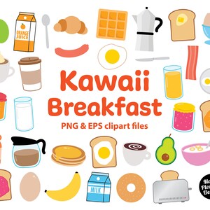 Kawaii Breakfast Clipart, Cute Cartoon Breakfast Food Clip Art, PNG ...