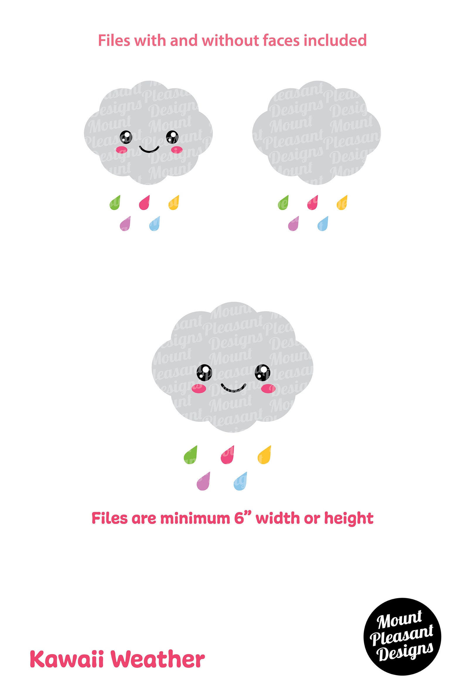 Kawaii Weather Clipart Cute Cartoon Weather Clip Art PNG | Etsy