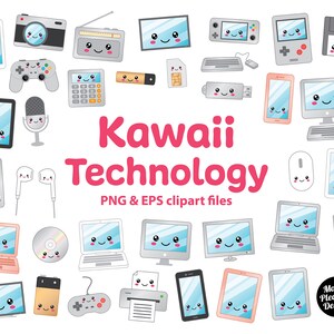 Kawaii Technology Clipart Cute Cartoon Technology and - Etsy UK