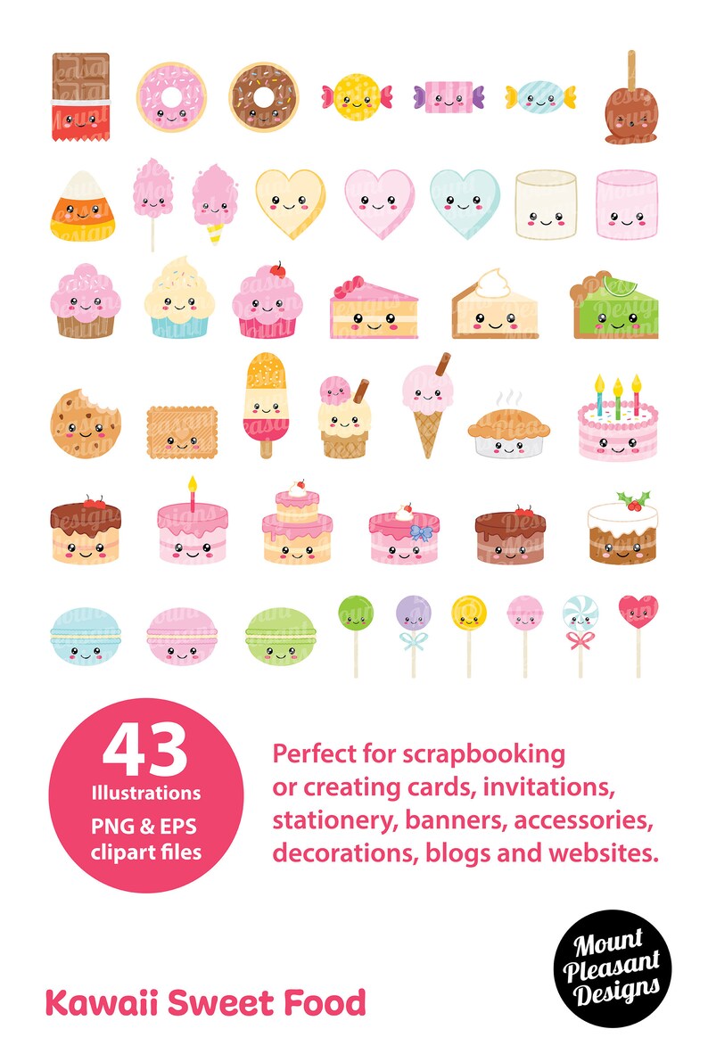 Kawaii Sweet Food Clipart, Cute Cartoon Sweet Food Clip Art, PNG & EPS ...
